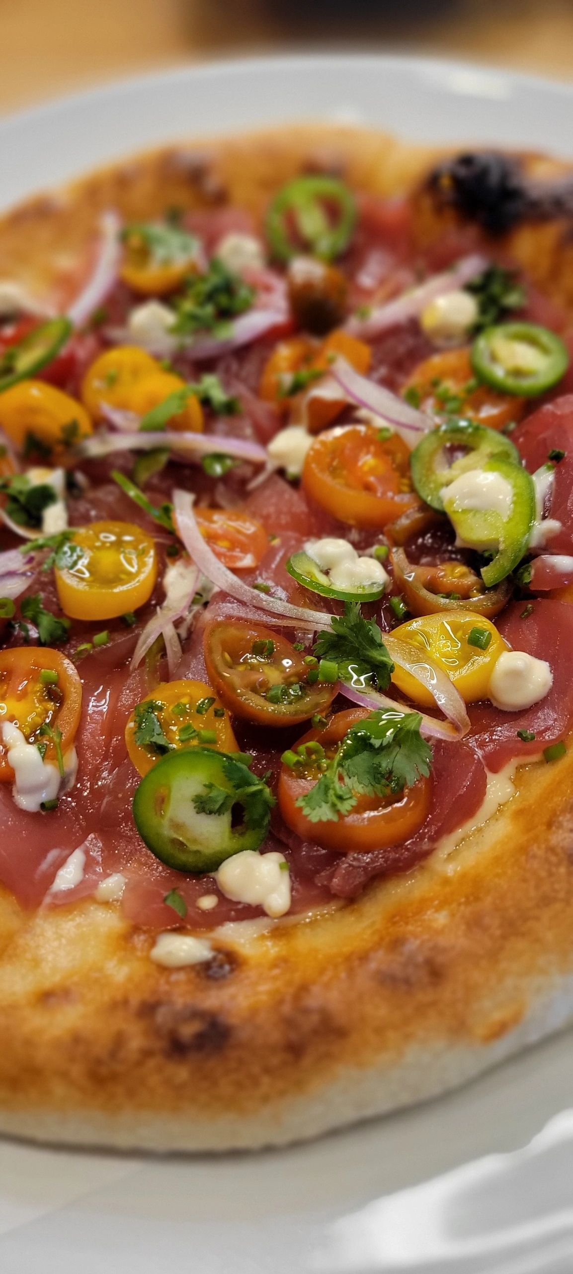 Sushi Pizza. Delicious Dough & Spectacular Tuna Sashimi.